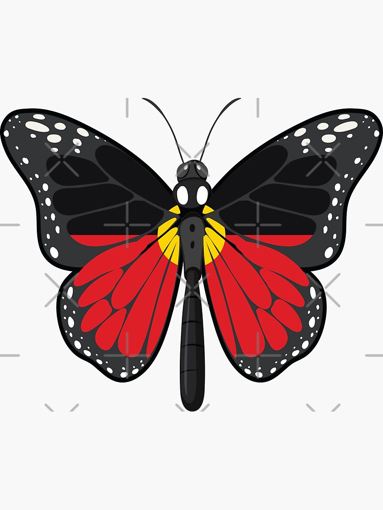 "Monarch butterfly on aboriginal australian flag " Sticker for Sale by ...