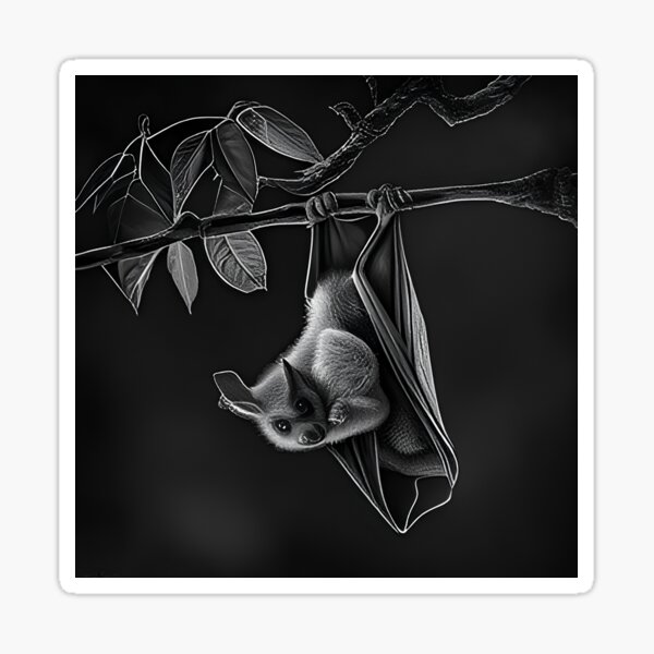 "Black and white pencil drawing of a Bat" Sticker for Sale by Pencil ...