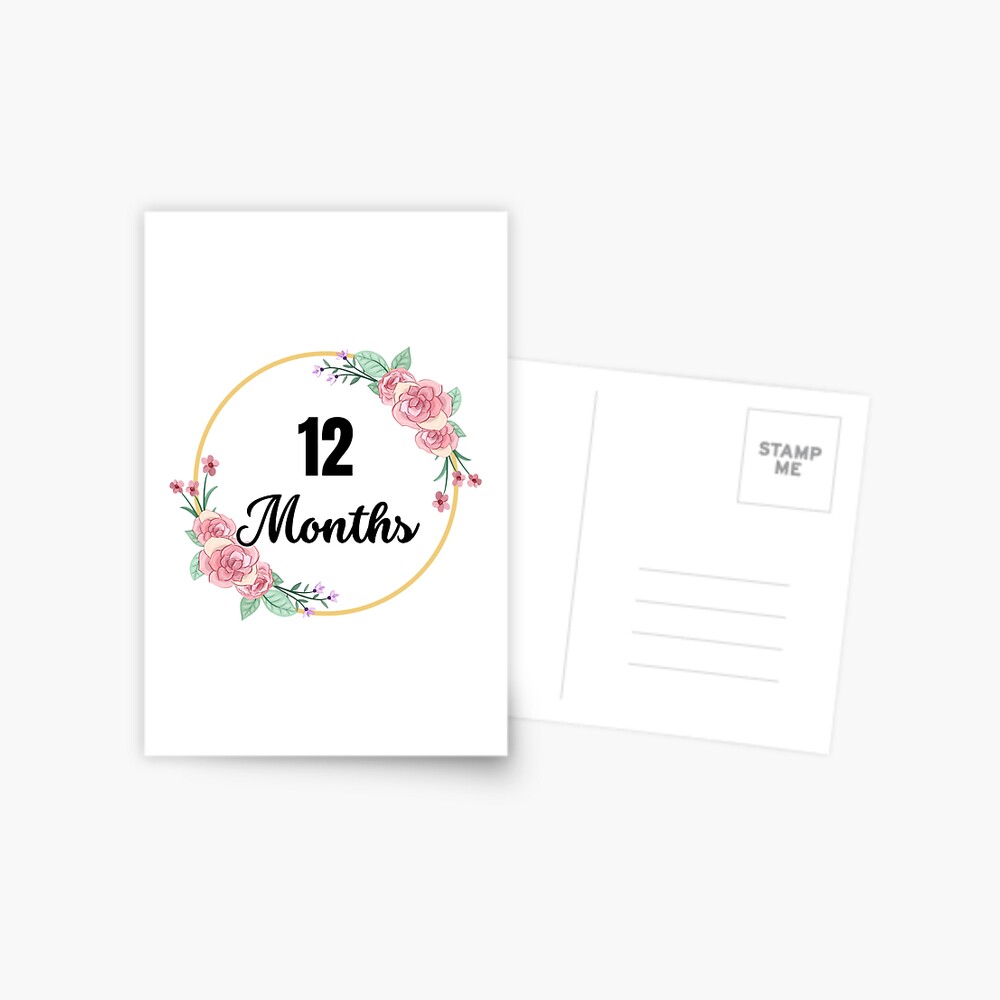 "12 Months Milestone Baby Birthday Girl Pink Floral Script" Sticker for ...