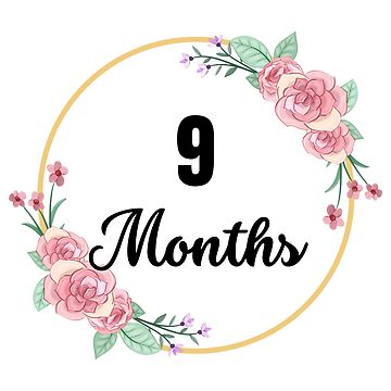 "9 Months Milestone Baby Girl Pink Floral Script" Sticker for Sale by ...