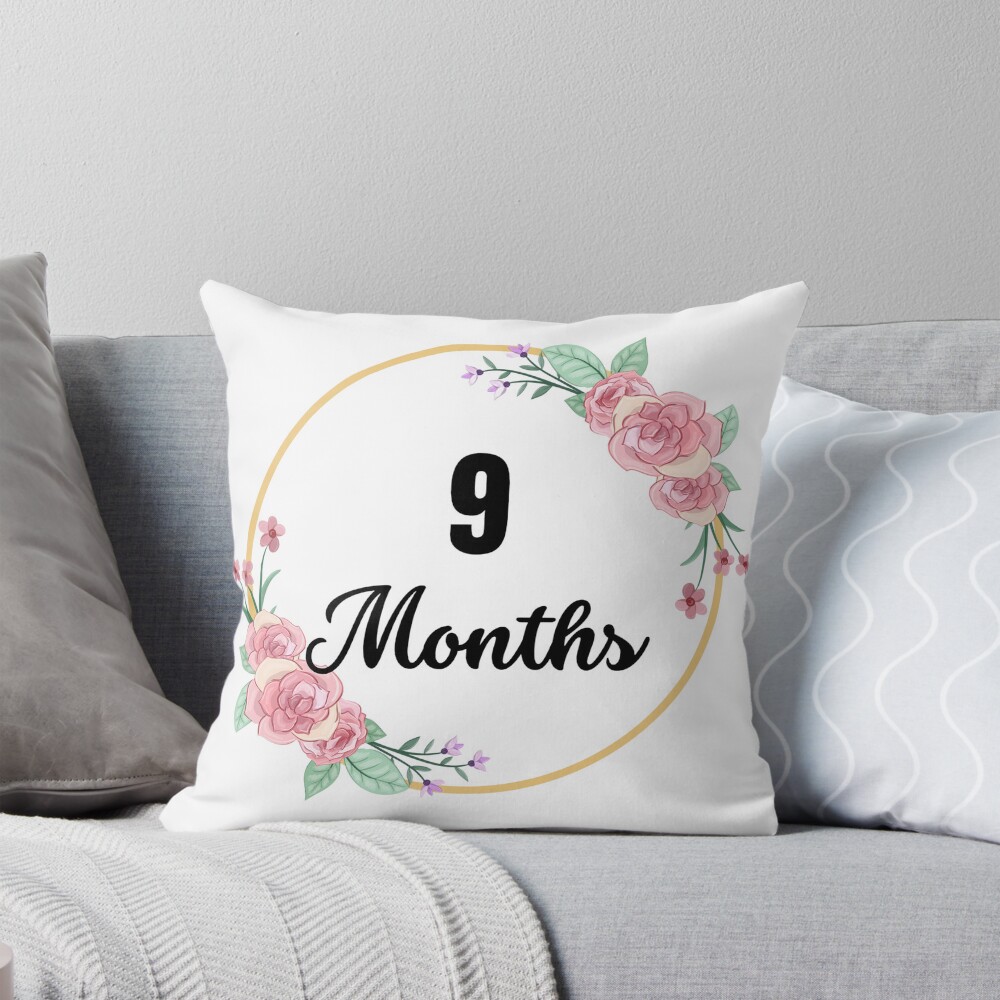 "9 Months Milestone Baby Girl Pink Floral Script" Sticker for Sale by ...