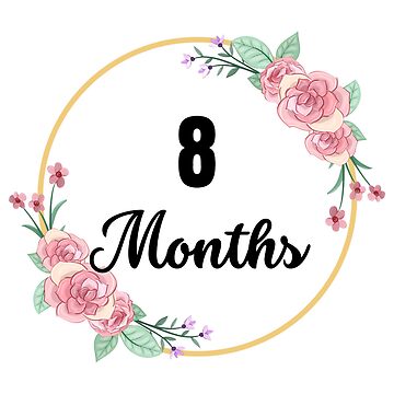 "8 Months Milestone Baby Girl Pink Floral Script" Sticker for Sale by ...