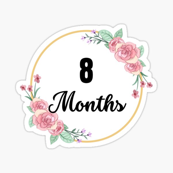 "8 Months Milestone Baby Girl Pink Floral Script" Sticker for Sale by ...