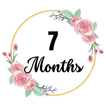 "7 Months Milestone Baby Girl Pink Floral Script" Sticker for Sale by ...
