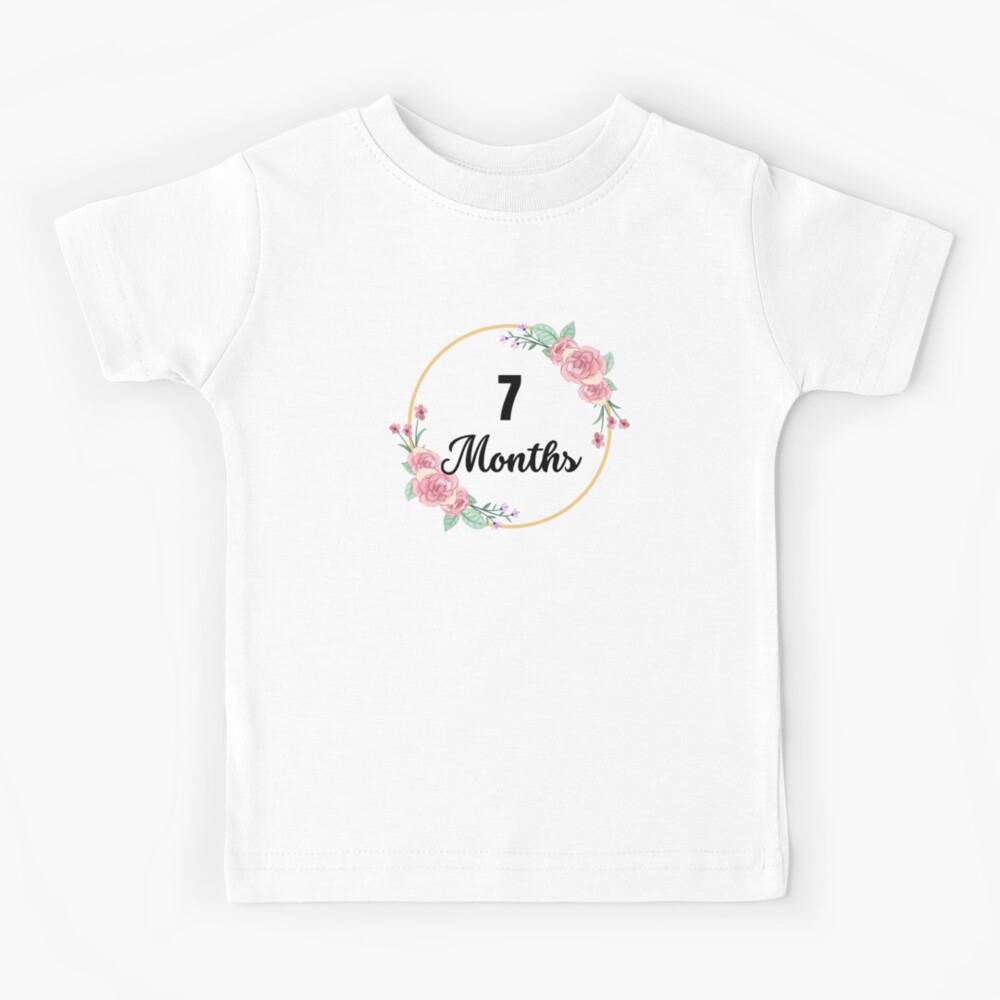 "7 Months Milestone Baby Girl Pink Floral Script" Sticker for Sale by ...