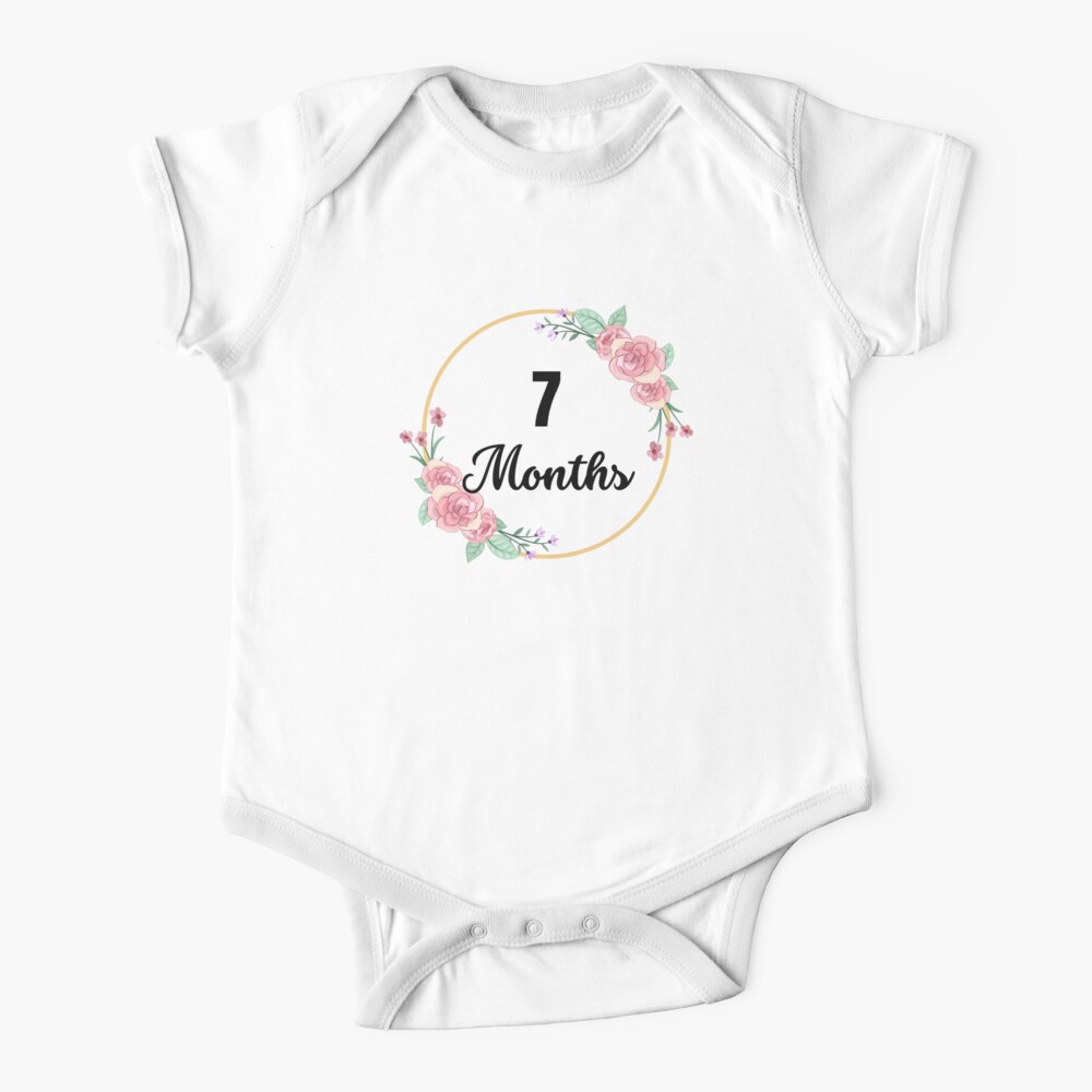 "7 Months Milestone Baby Girl Pink Floral Script" Sticker for Sale by ...