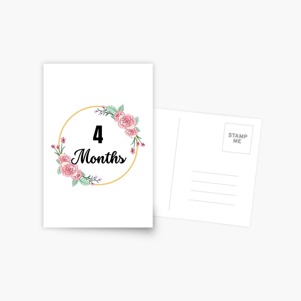 "4 Months Milestone Baby Girl Pink Floral Script" Sticker for Sale by ...