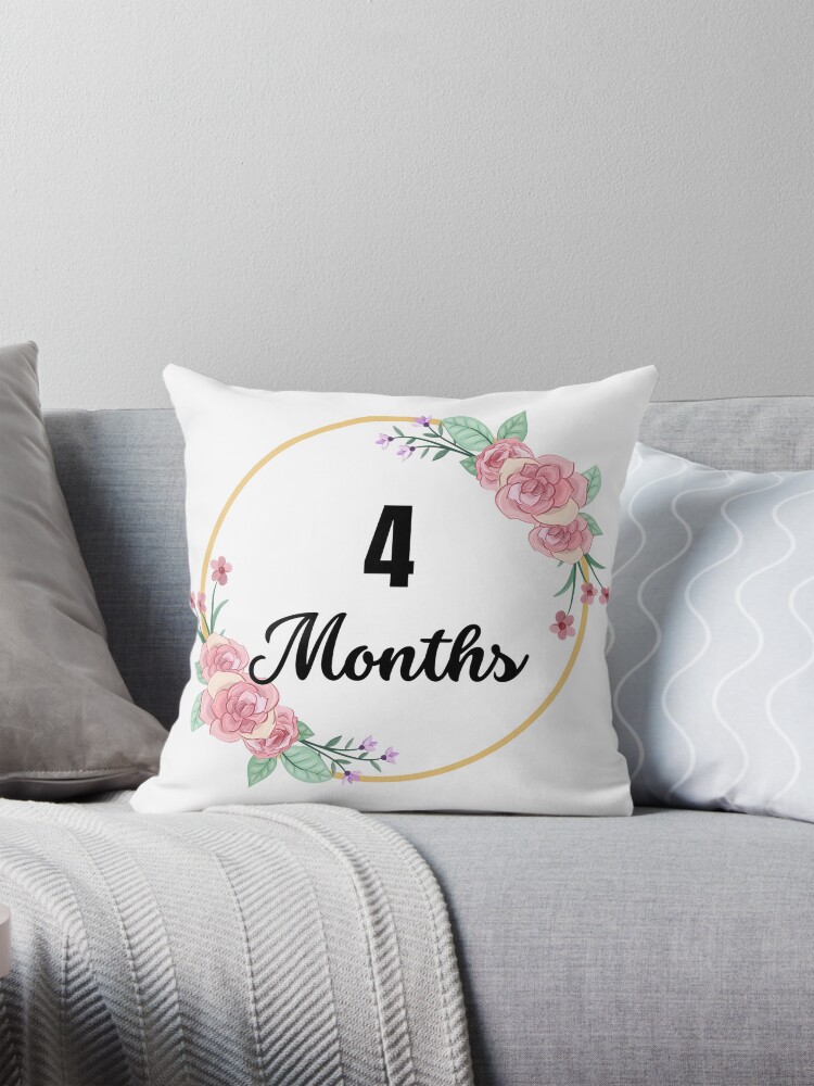 "4 Months Milestone Baby Girl Pink Floral Script" Sticker for Sale by ...