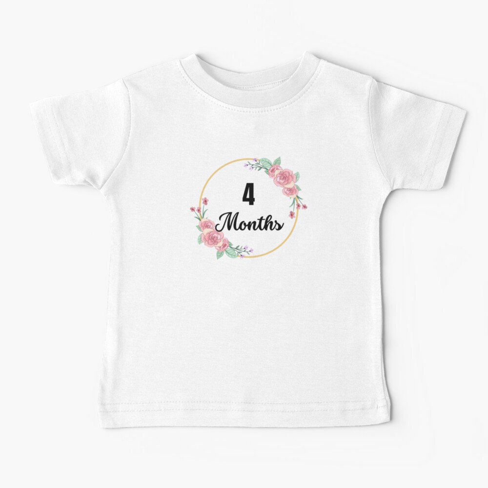 "4 Months Milestone Baby Girl Pink Floral Script" Sticker for Sale by ...
