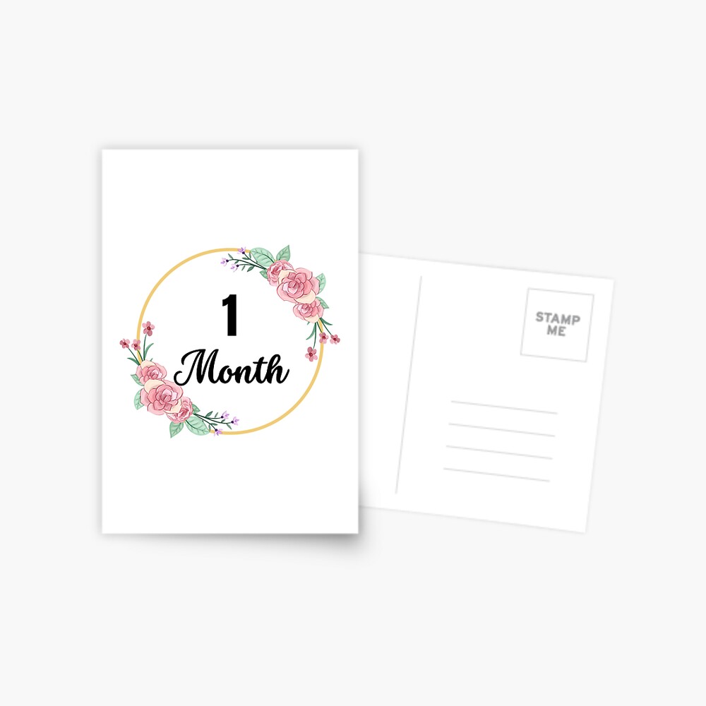 "1 Month Milestone Baby Girl Pink Floral Script" Sticker for Sale by ...