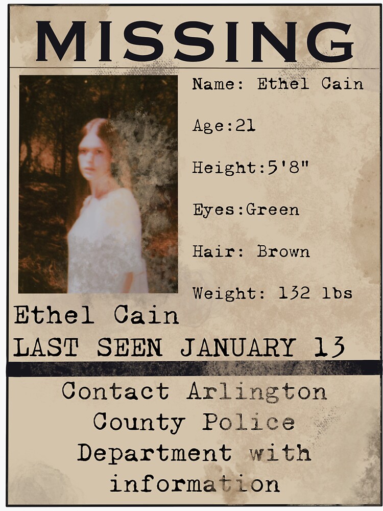 "Ethel Cain Missing Poster" Sticker for Sale by Hannahrose96 | Redbubble