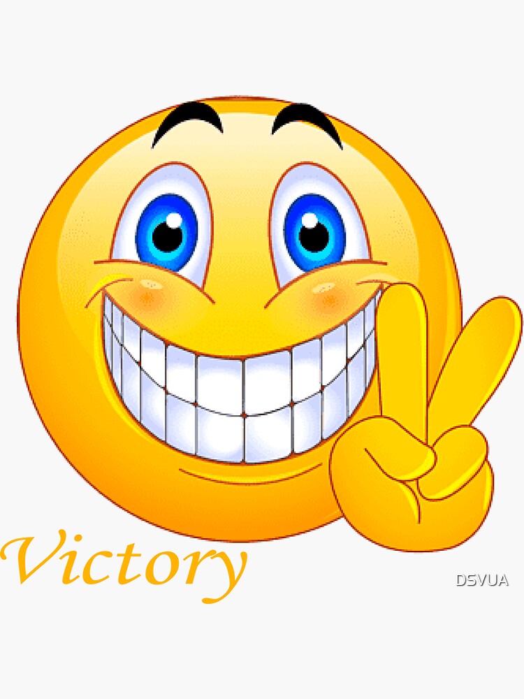 "Friendly emoticon, emoji. Victory emoji." Sticker for Sale by DSVUA | Redbubble