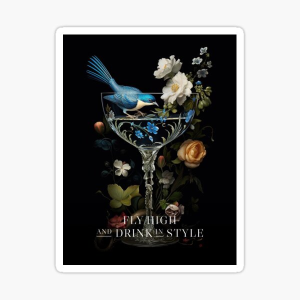 "Fly high and drink in style" Sticker for Sale by MajesticBeasts ...