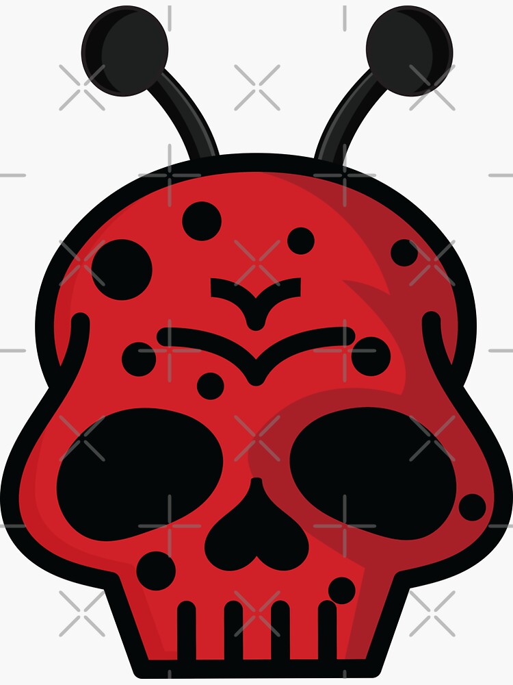 "Red ladybug insect skull face " Sticker for Sale by Donutlovers ...