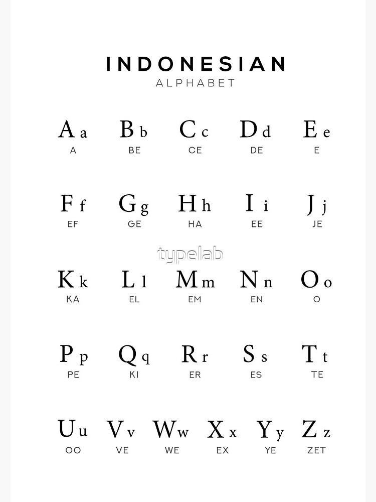 "Indonesian Alphabet Chart, White" Journal for Sale by typelab | Redbubble