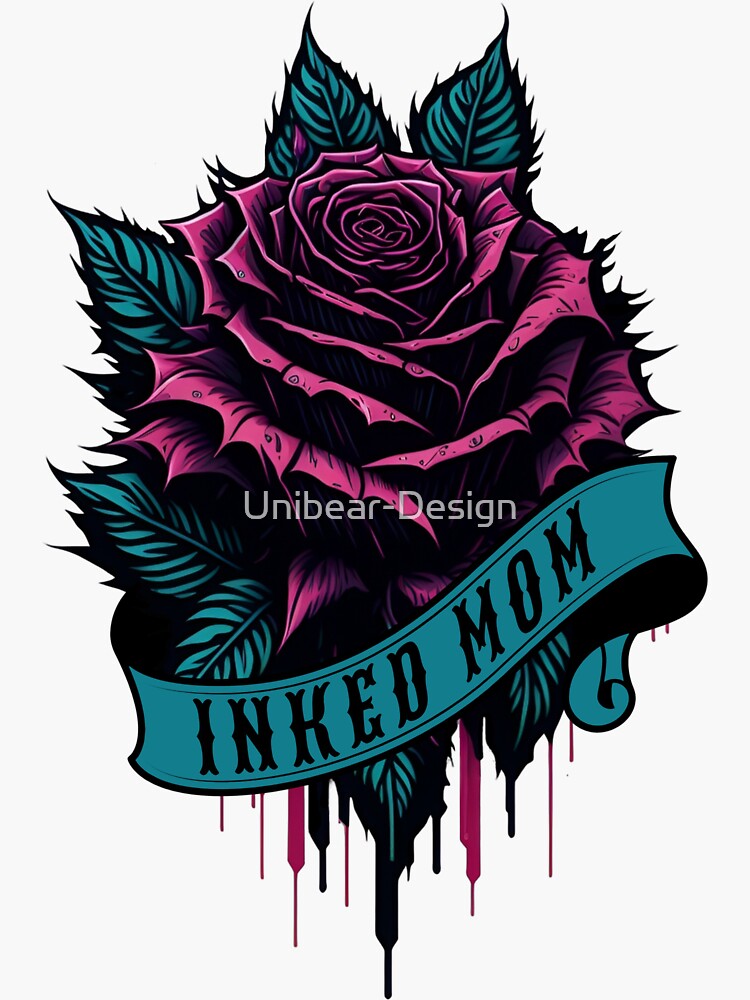 "inked mom - cyberpunk tattoo flowers - rose" Sticker for Sale by ...