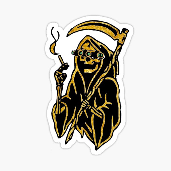 "Forward Observations Group Grim Reaper - Gold with Green Nods" Sticker ...