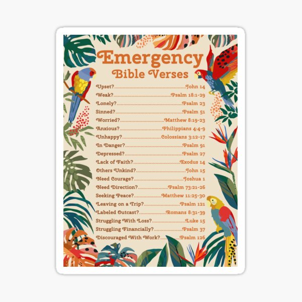 "Emergency Bible Verses (Tropical)" Sticker for Sale by JenielsonDesign ...