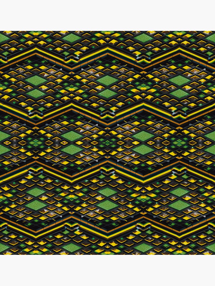 Pegatina for Sale con la obra «rayas 3d en zig-zag verdes y doradas» de ...