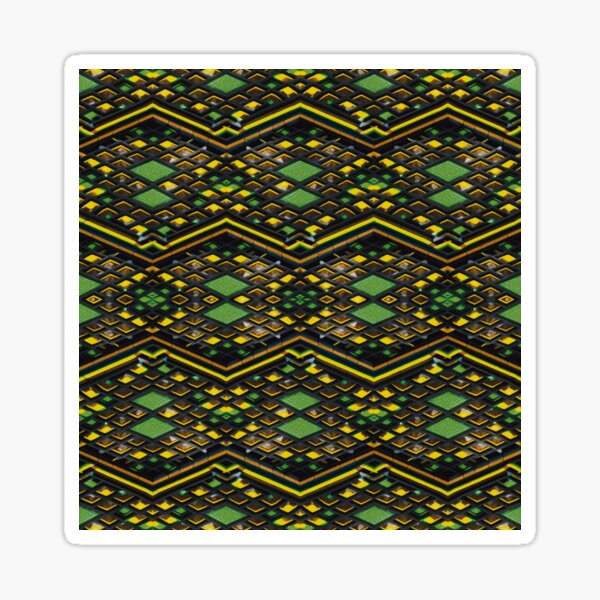 Pegatina for Sale con la obra «rayas 3d en zig-zag verdes y doradas» de ...