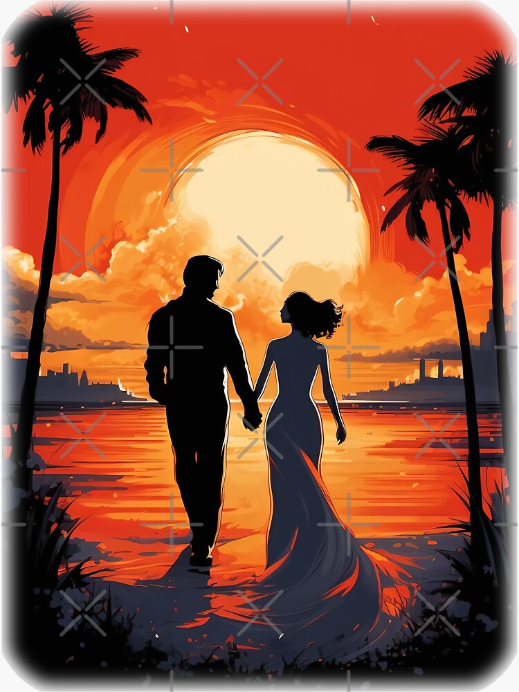 "sundown at sea with man and woman" Sticker for Sale by Picture-Art ...