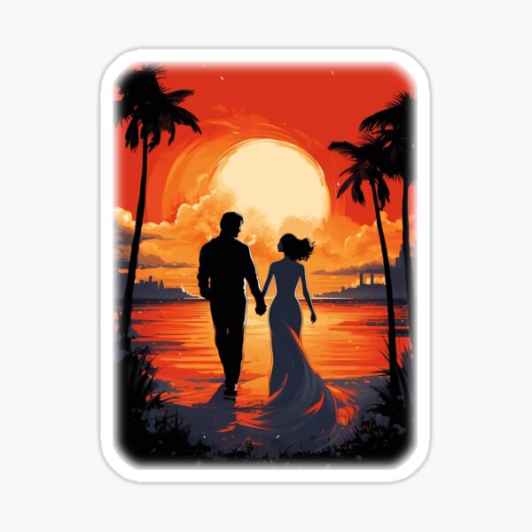 "sundown at sea with man and woman" Sticker for Sale by Picture-Art ...