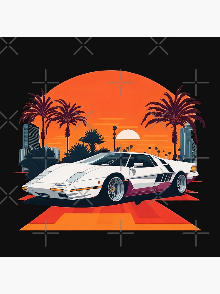 "Miami Vice white Ferrari" Art Print for Sale by Vector-Planet | Redbubble