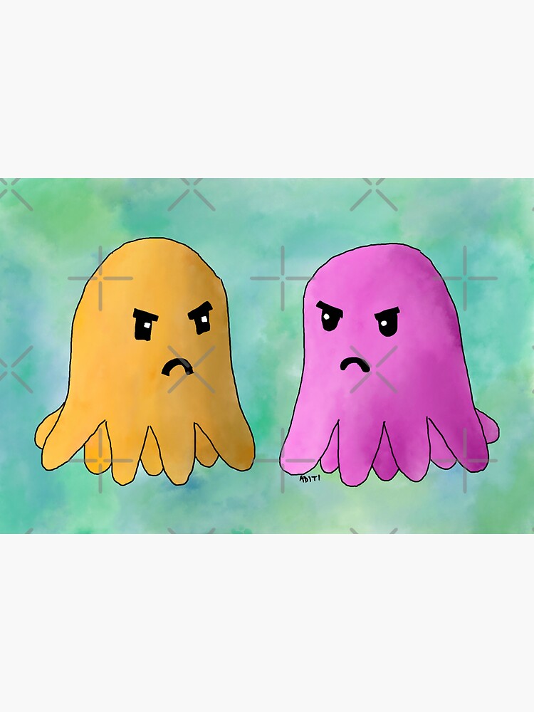 "Two grumpy octopus friends ocean background" Sticker for Sale by ...