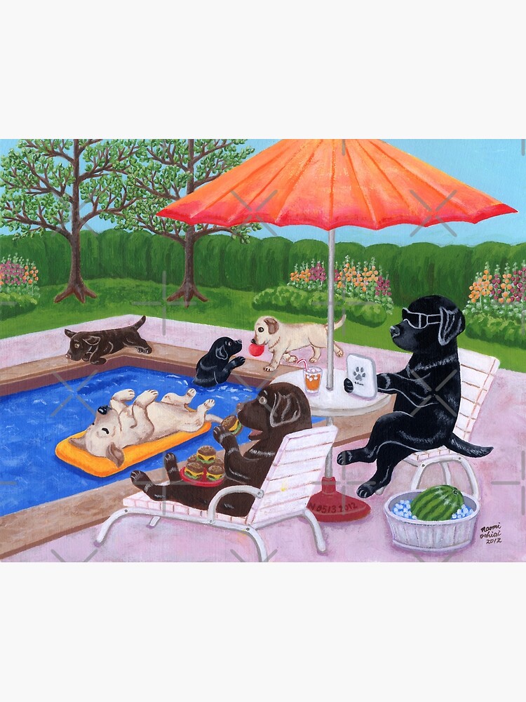 "Pool Party Labradors 2" Poster by HappyLabradors | Redbubble