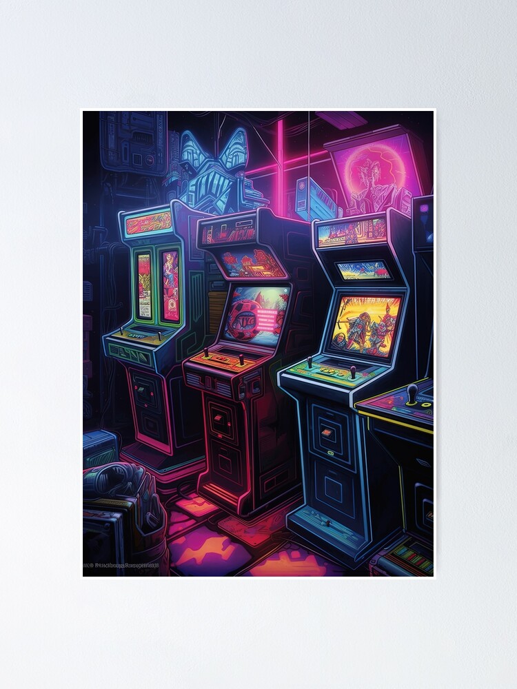 "Neon Arcade Nights: A Journey into 1990s Gaming Dreams" Poster for ...