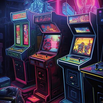 "Neon Arcade Nights: A Journey into 1990s Gaming Dreams" Poster for ...