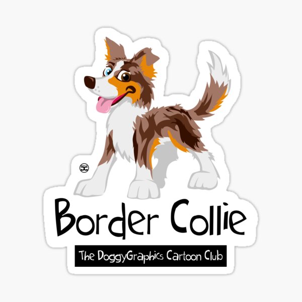 "CartoonClub Border Collie - Brown Merle Tricolor" Sticker for Sale by ...