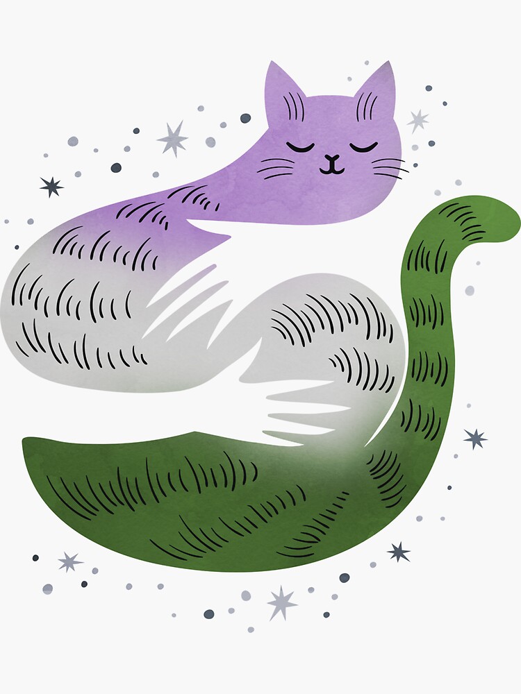 "Genderqueer Cat Hug LGBT Pride Flag" Sticker for Sale by Psitta ...