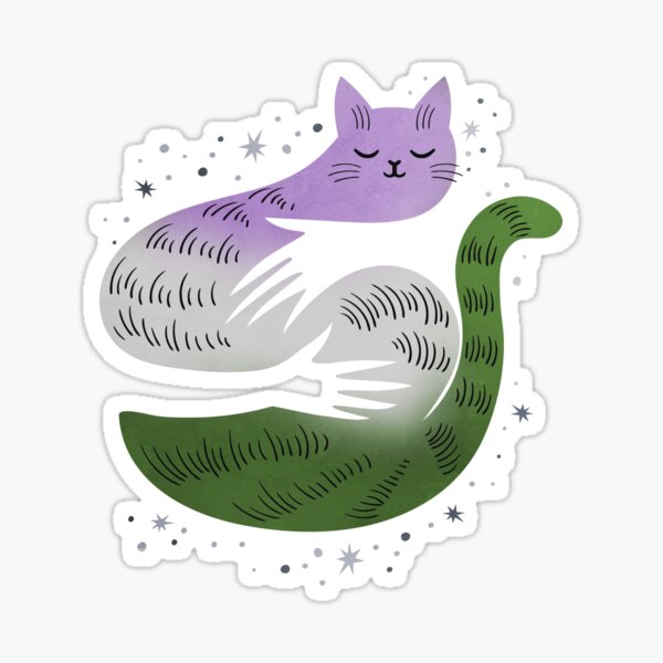"Genderqueer Cat Hug LGBT Pride Flag" Sticker for Sale by Psitta ...