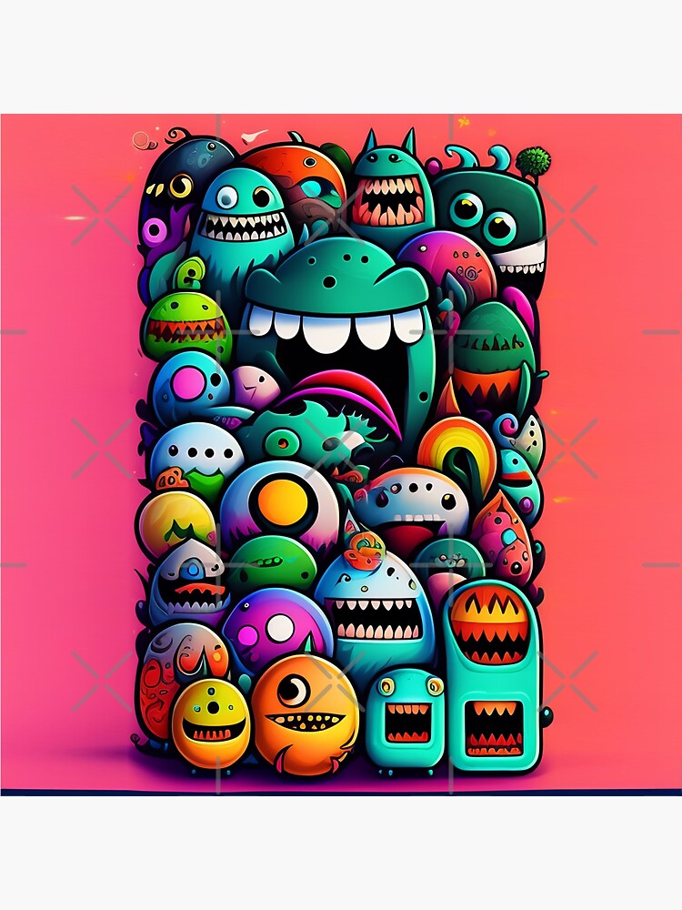 "Many Not Scary Monster 1" Sticker for Sale by ChibiMavis | Redbubble