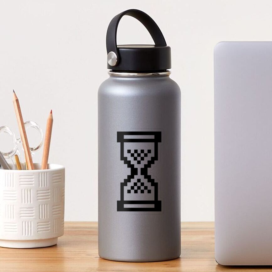 "Loading hourglass retro logo" Sticker by EvasDeath | Redbubble