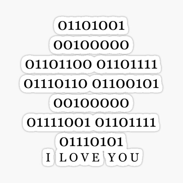 Binary Code I Love You Sticker By FreakyNerdTees Redbubble binary-code-i-love-you-sticker-by-freakynerdtees-redbubble
