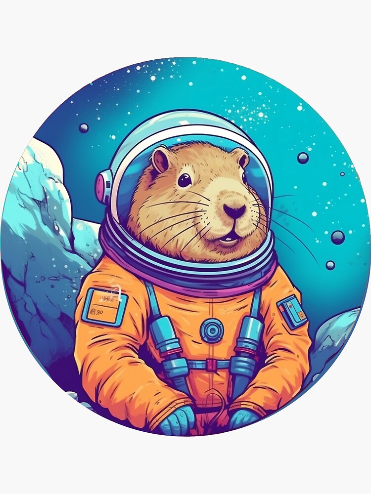 "Capybara Astronaut Funny Illustration" Sticker for Sale by TPhanDesign ...