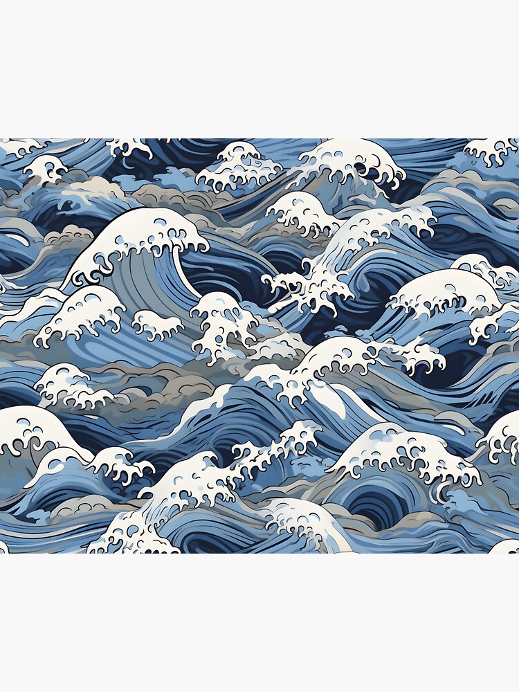 "Ukiyo-E Hokusai Tsunami Wave Style Patterns" Sticker for Sale by ...