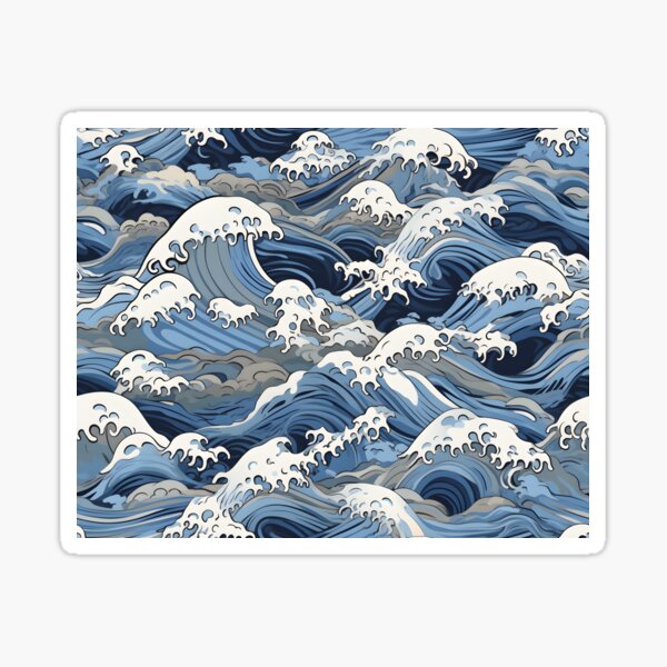 "Ukiyo-E Hokusai Tsunami Wave Style Patterns" Sticker for Sale by ...