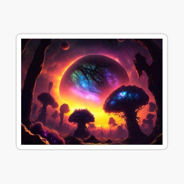 "Exoplanet Kepler-90 sureal, fictional, colorful." Sticker for Sale by ...