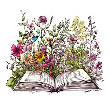 "Open book with flowers" Sticker by MONDOPLY | Redbubble