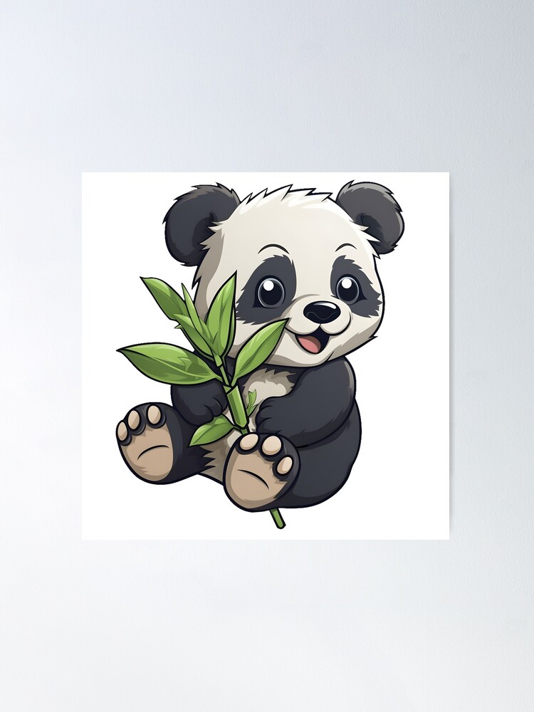 Chibi Panda Bamboe Adorable Chibi Panda Munching On Bamboo Shoots A
