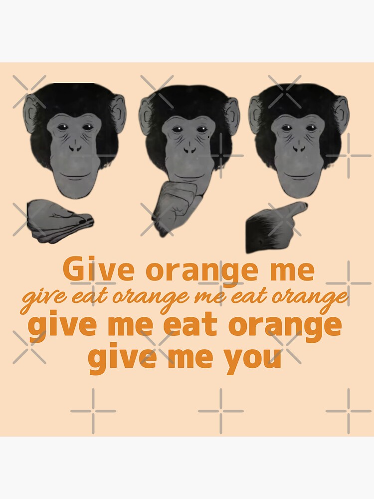 "Monkey's Longest Sign Language Sentence" Sticker for Sale by JavaDraws ...