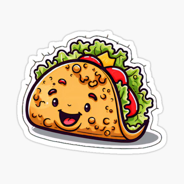 Cute Kawaii Taco Sticker For Sale By Codeytheartist Redbubble