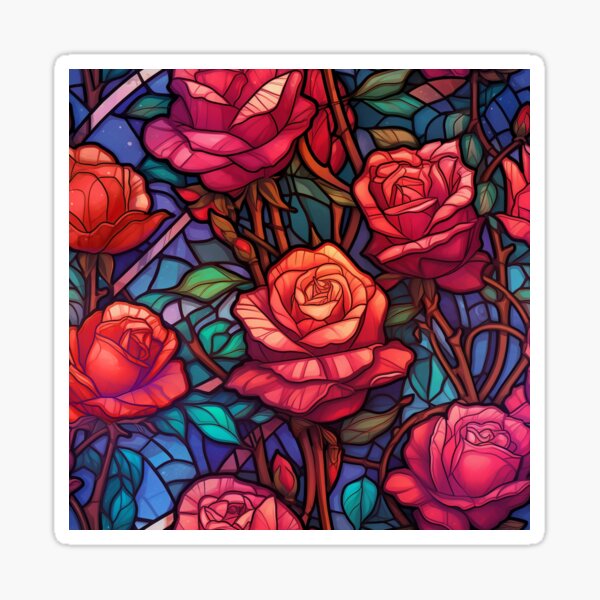 "Stained Glass Rose Pattern" Sticker by Jane-Mathieu | Redbubble