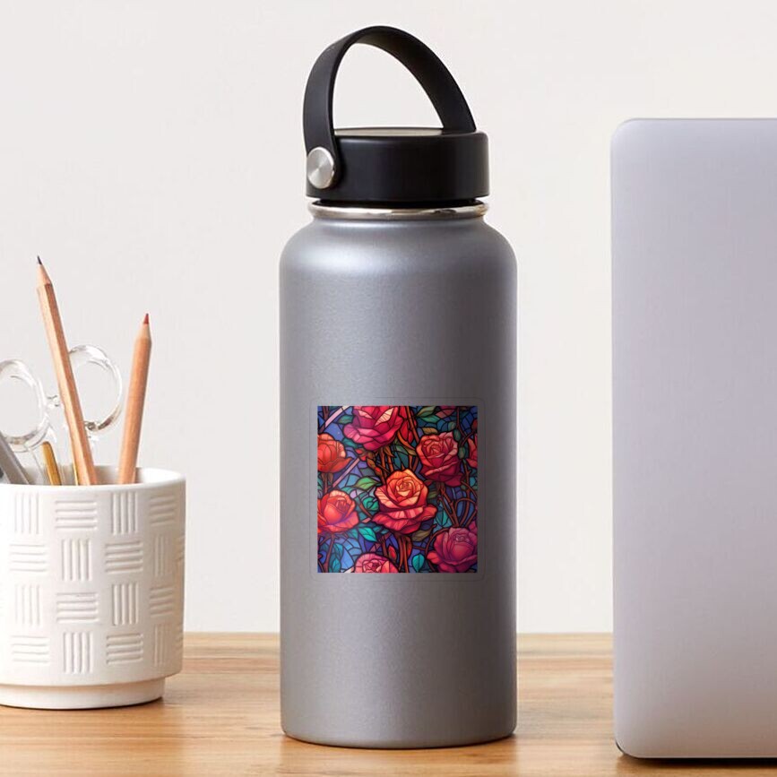 "Stained Glass Rose Pattern" Sticker by Jane-Mathieu | Redbubble
