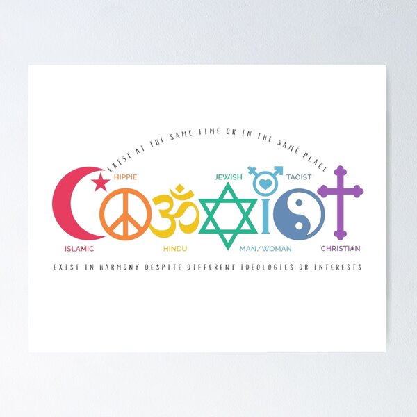 "Coexist Symbol rainbow" Poster for Sale by Inked-Attire | Redbubble