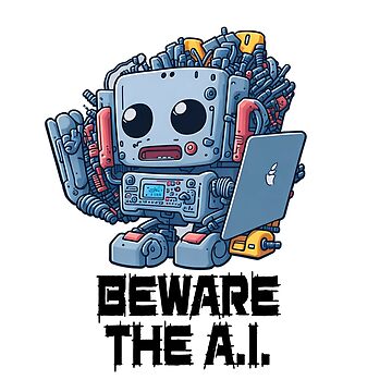 "Beware The AI - Robot Cartoon" Sticker for Sale by Atrsy Digital Print ...