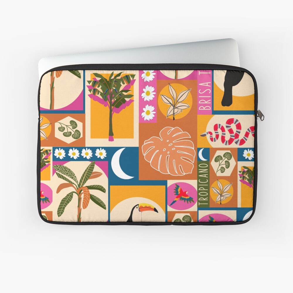 "tropical illustrated pattern with animals and plants " Sticker for ...